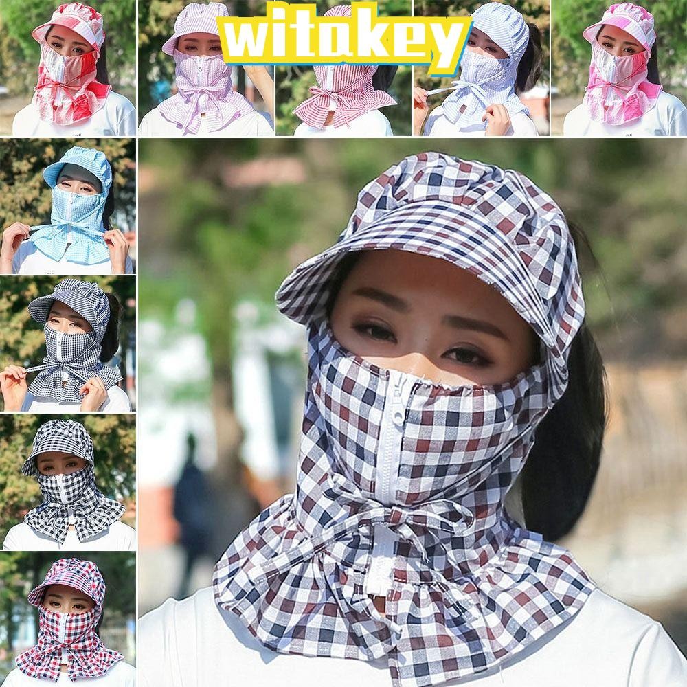 WITAKEY Sun Hat, Wide Brim Anti-UV Tea Picking Cap, Fashion Breathable Neck Protectio with Sun ...