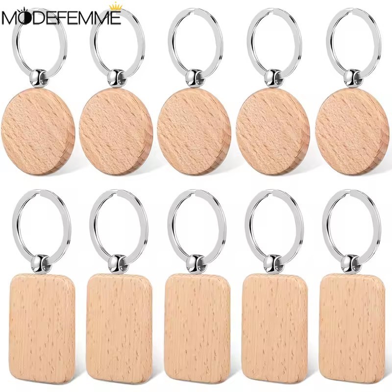 Round Heart Wood Keychain - Key Tags for DIY Making Accessories ...
