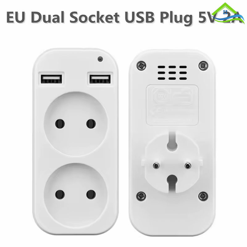 European USB Socket Portable Dual Usb Converter Plug Multifunction ...