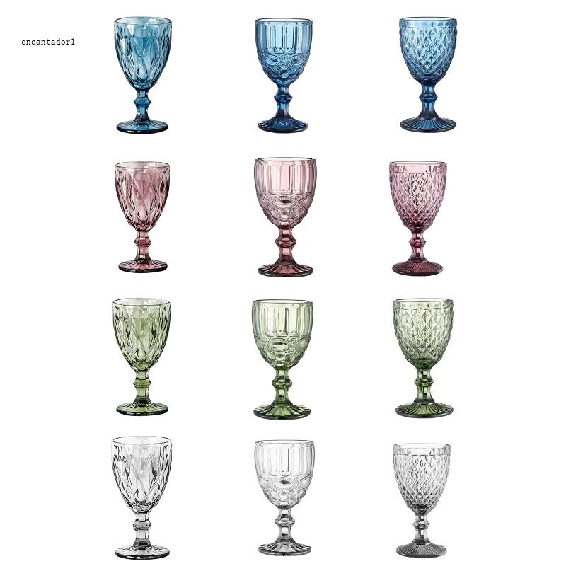 EC Wine Glass Colored Goblet Vintage Pattern Embossed Glasses Goblets ...