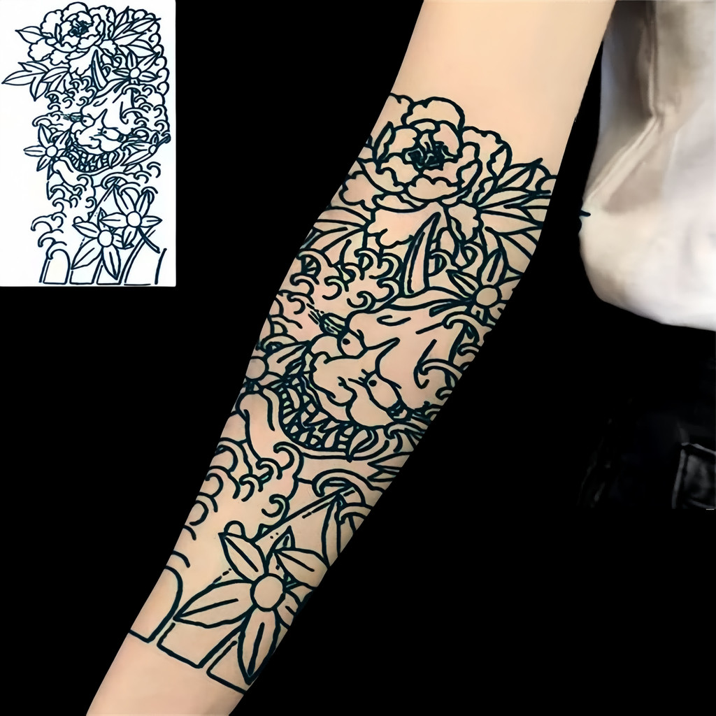 Ovun Painless No Marks Tattoo Stickers Full Arm Tattoo Stickers Plant ...