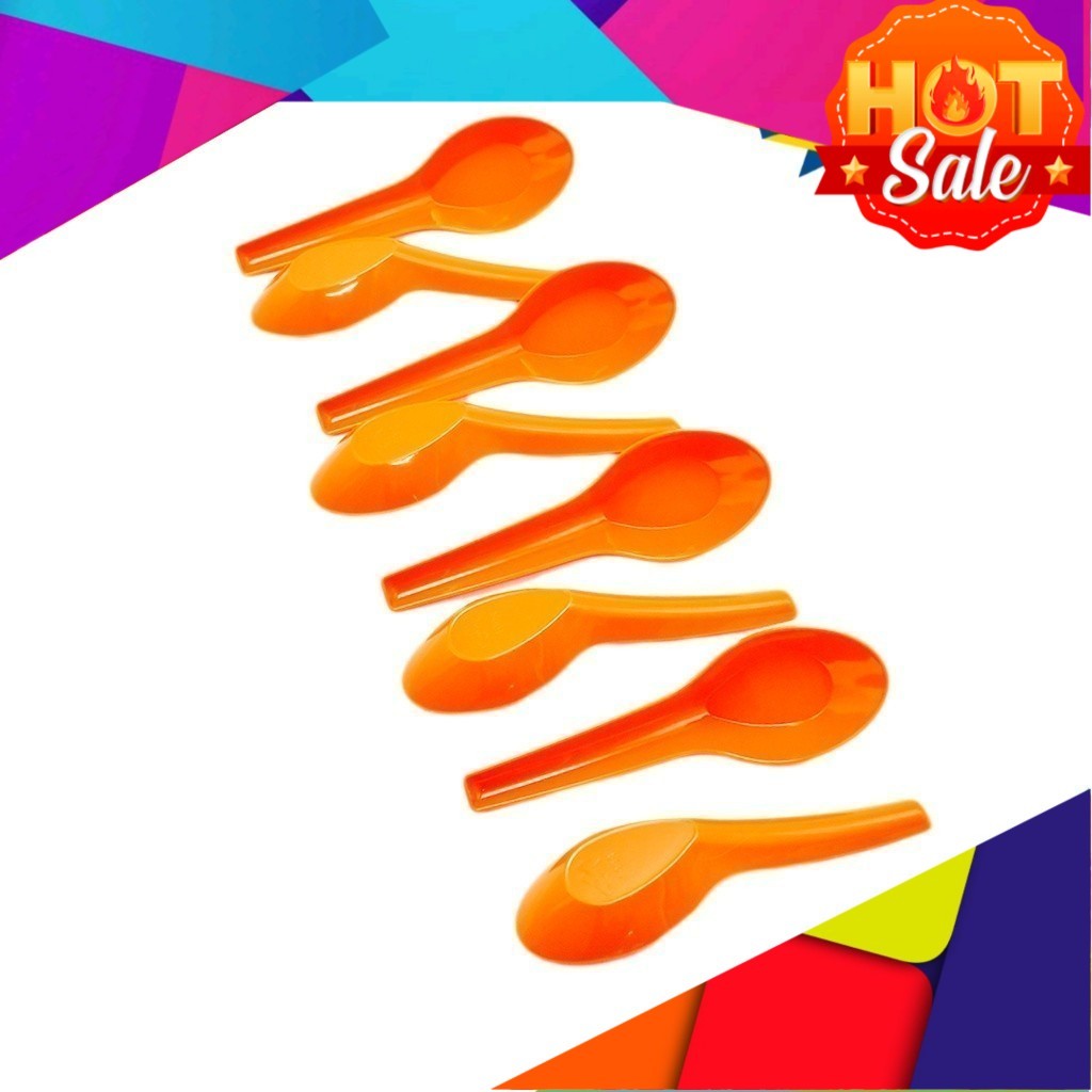 Sudu Mangkuk Plastik, Sudu Sup Plastik, Soup Spoon in Shiny Orange ...