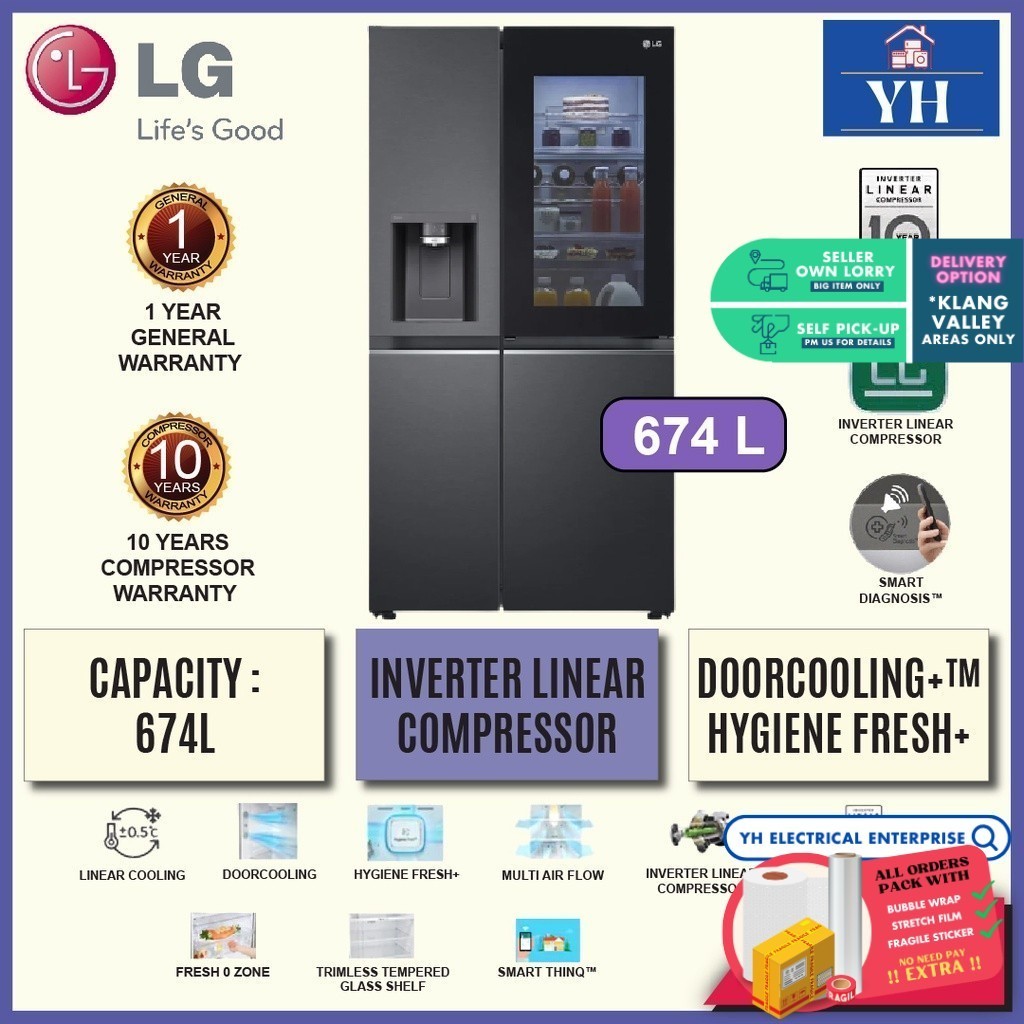 LG GC-X257CQES / GC-X257CSES 674L Inverter Linear Compressor Side-by ...