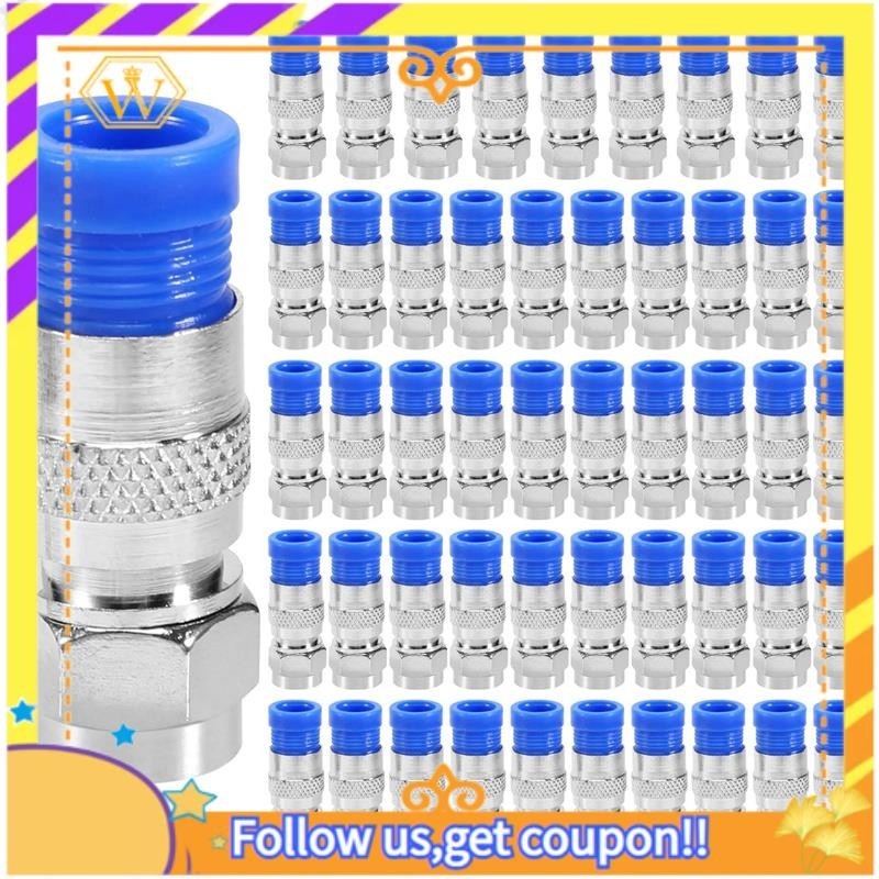 【W】50PCS RG6 Compression Connectors Coaxial Cable Waterproof Connection ...