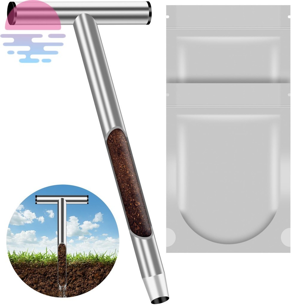 Soil Probe 304 Stainless Steel Soil Sampler with 2 Reusable Sample Bags ...