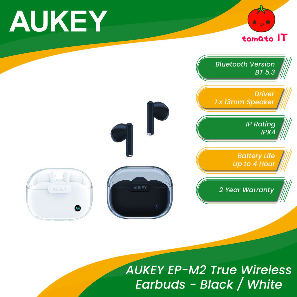 AUKEY EP-M2 True Wireless Earbuds (Black / White) | Shopee Malaysia