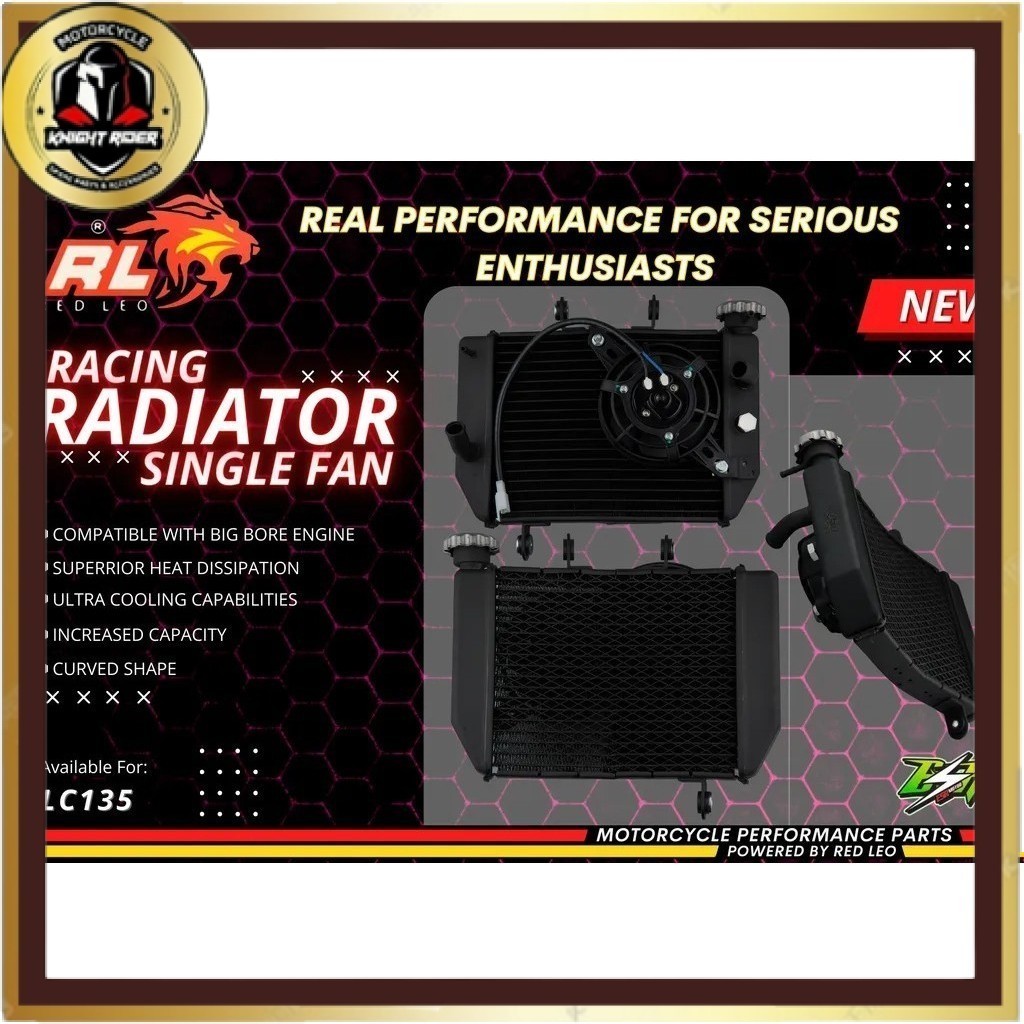 RED LEO RADIATOR Y15ZR Y16ZR LC135 RS150 DOUBLE FAN / SINGLE FAN RADIATOR RACING ESR REDLEO Y15 ...
