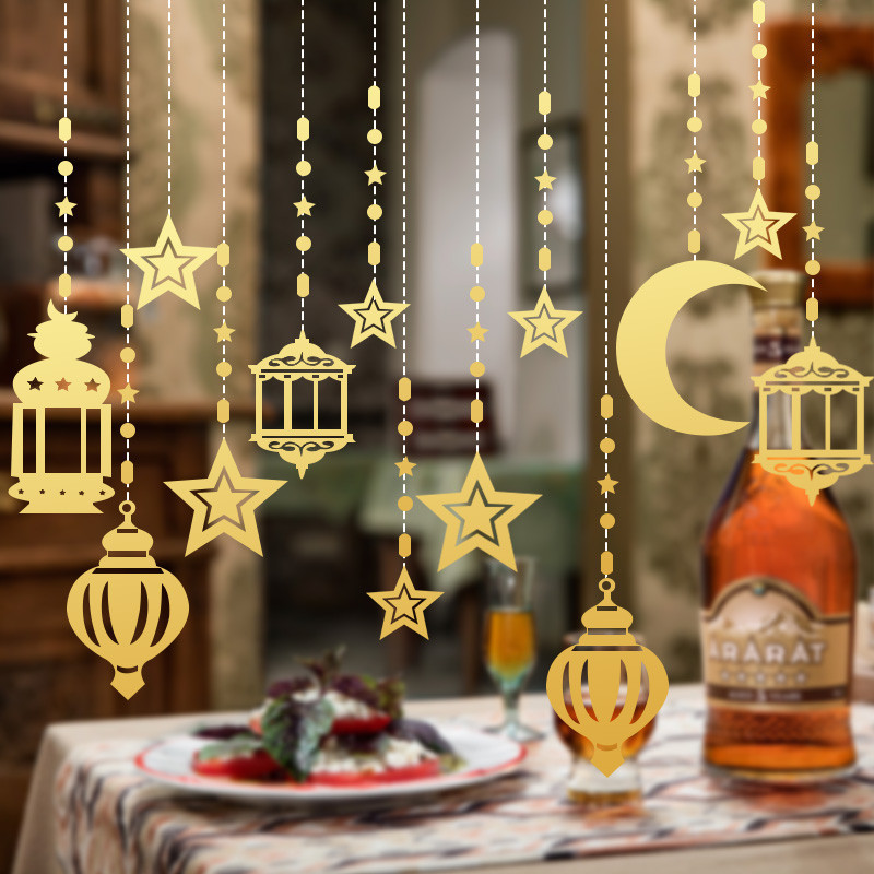 6pcs/1set Ramadan Hanging Pendants Raya Star Moon Banner Ornaments Eid ...