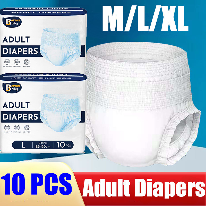 M/L/XL (10pcs) Adult Diapers Leak-Proof Adult Pull-Up Pants High ...