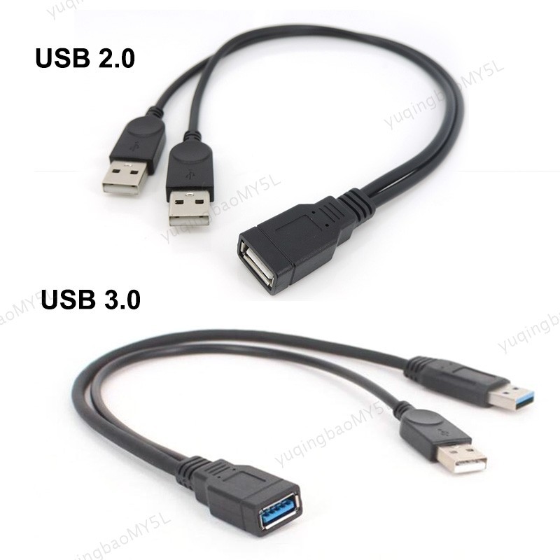 USB 2.0 3.0 A female To Dual USB male 2 Double USB 2.0 Power Supply ...