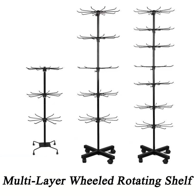 Jewelry display stand hanging shelf multi-layer wheeled rotating shelf ...
