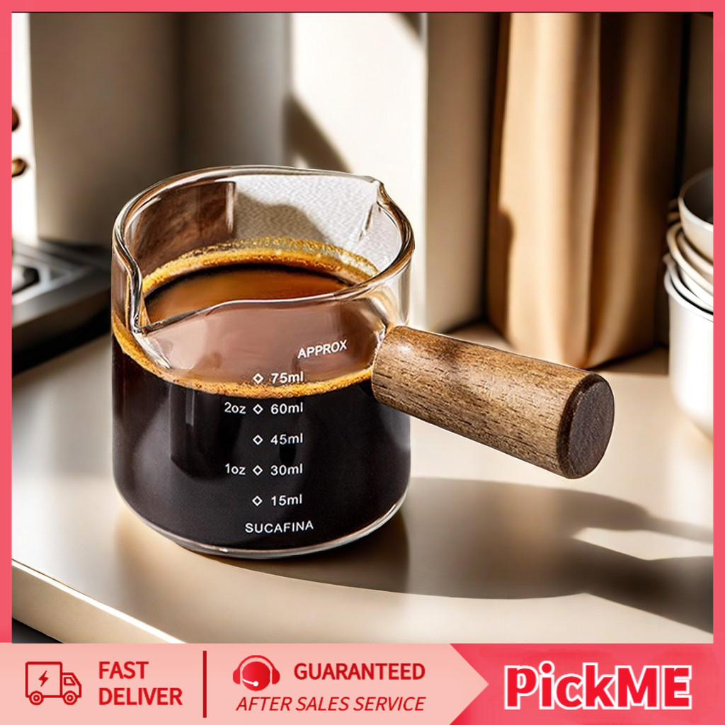 Coffee Measuring Cup Double Mouth With Wooden Handle With Scale ...