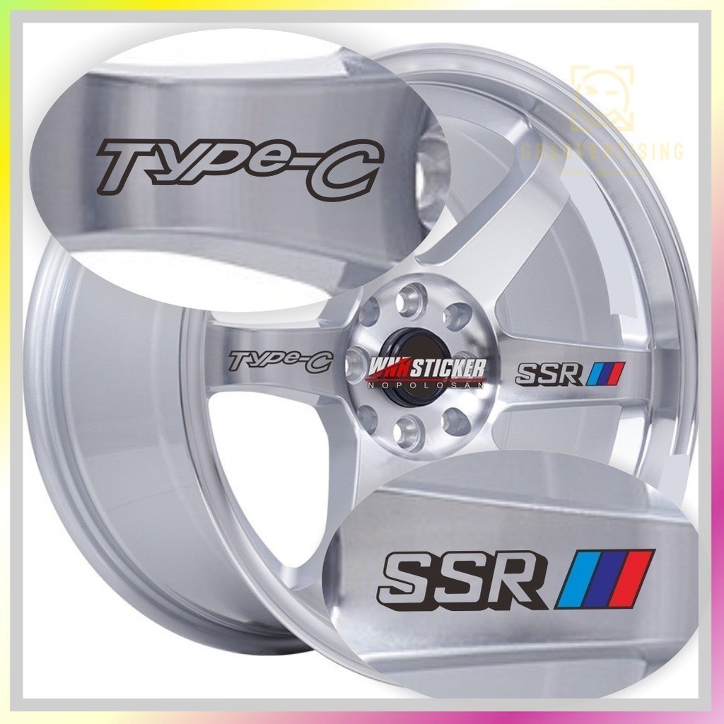 Cutting STICKER Car RACING Rims ssr type c 1 set Of 8 CUTTING Stickers ...