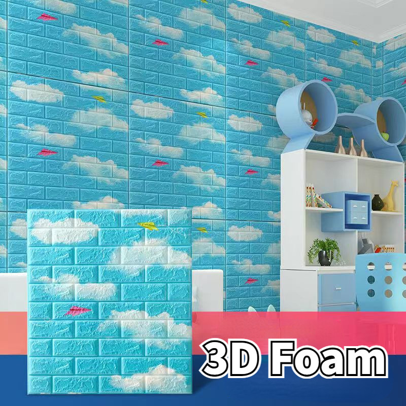 Brick Design Foam 3D Wall paper Dinding adhesive DIY Wall Stickers PE ...