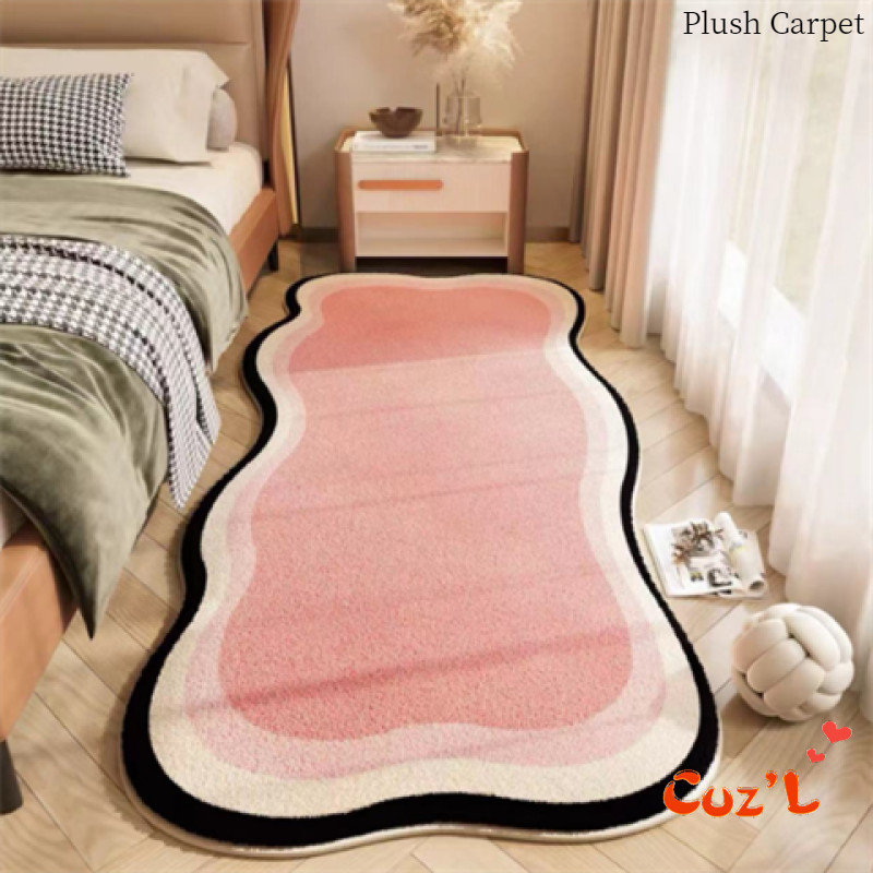 Irregular Plush Carpet Ins Girl Heart Non-slip Foot Mat Bedroom Long ...