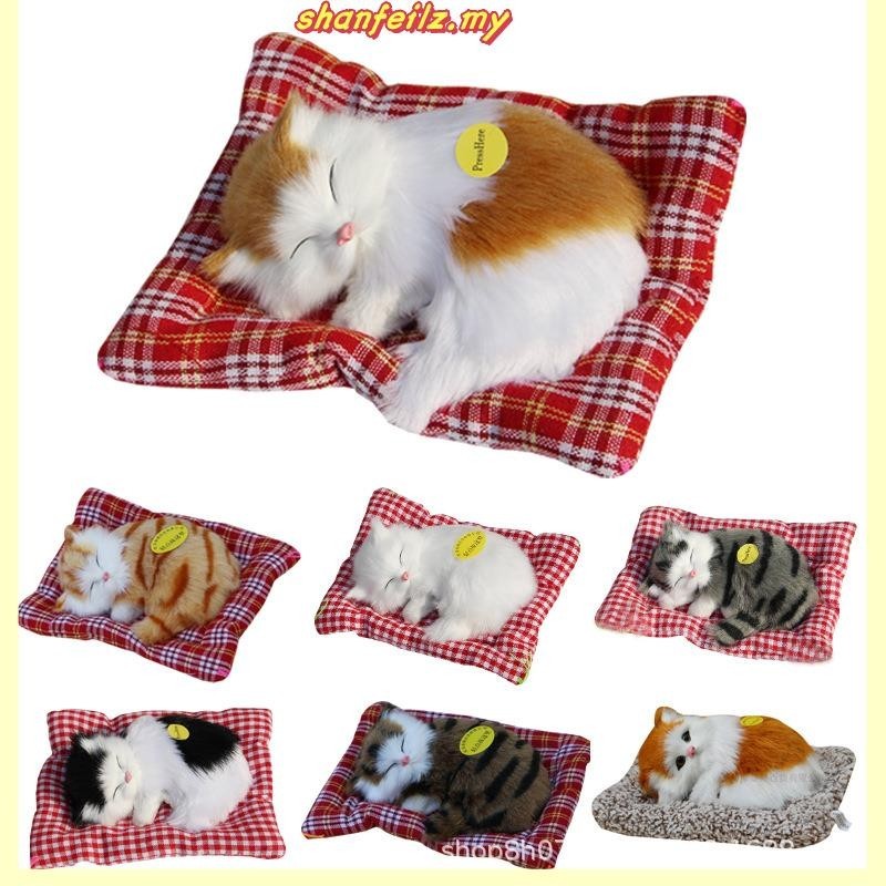 [READY STOCK]Simulation Plush Sleeping Cats Toy with Sound Kids Gift ...