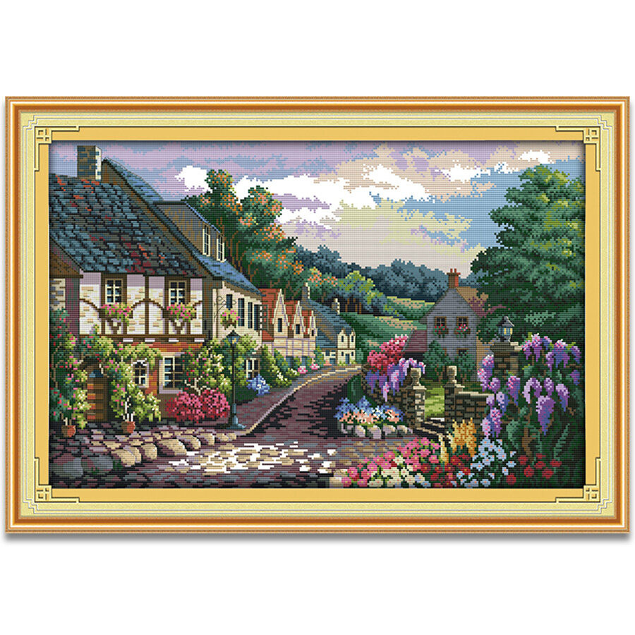 Cross Stitch Set, Beautiful Countryside, House, Scenery, 14/11CT, Full ...