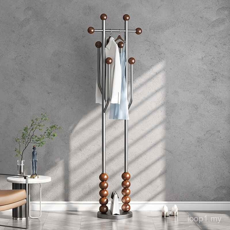 Medieval Style Solid Wood Hanger Floor-standing Pole Type Stainless ...