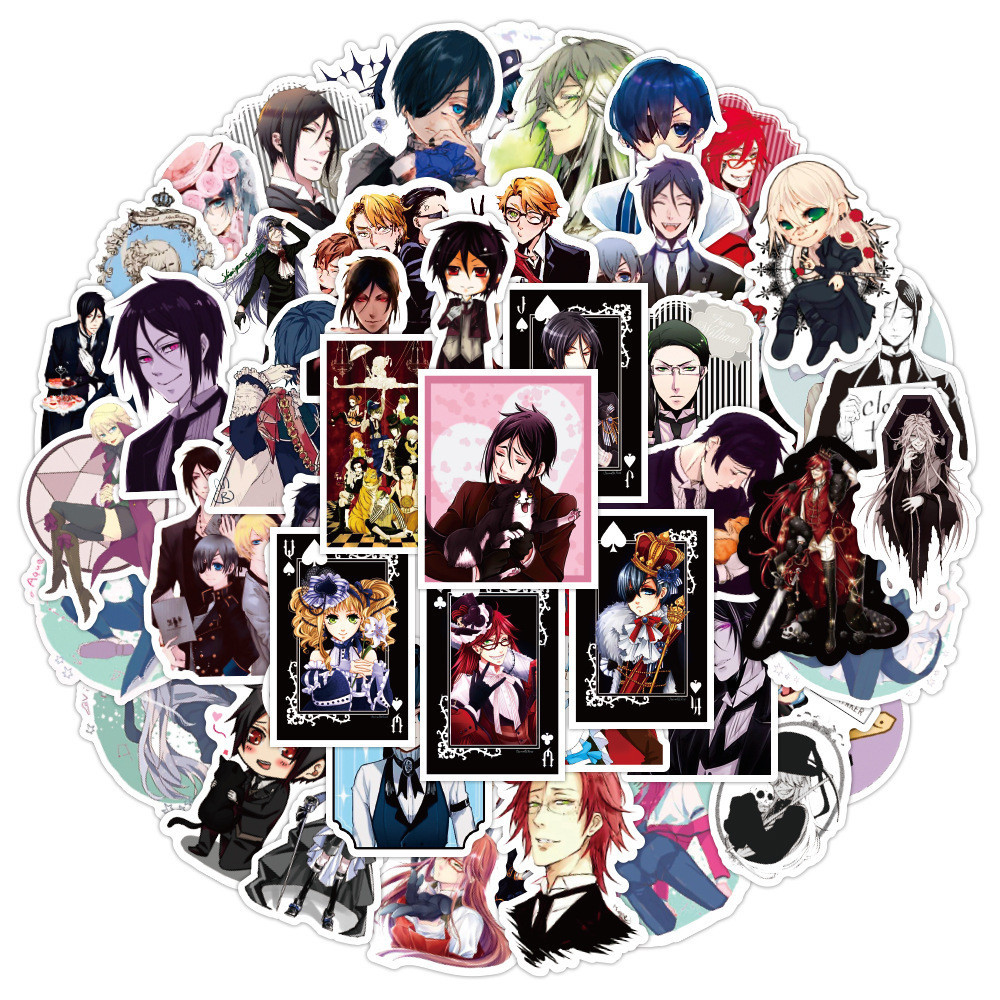 50Pcs/Set Black Butler Series 03 Stickers Ciel Sebastian Waterproof DIY ...