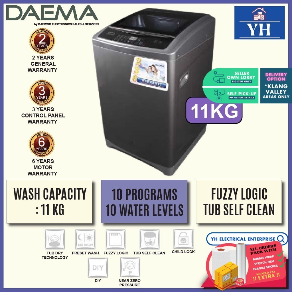 Daema DWF-A1199JD 11KG Tub Self Clean Top Load Fully Automatic Washing ...