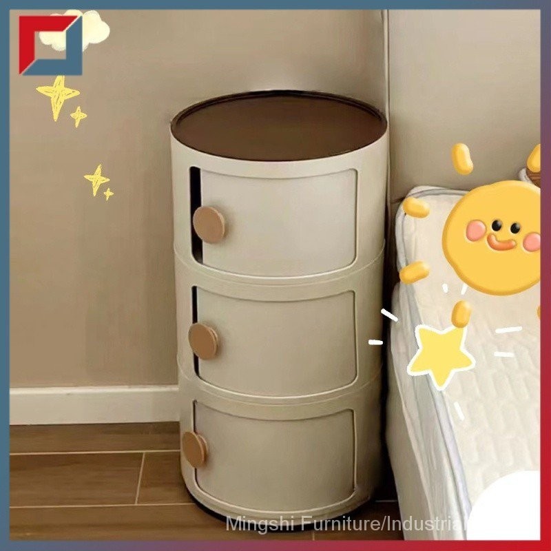 Circular bedside table storage cabinet bedroom crevice storage cabinet ...