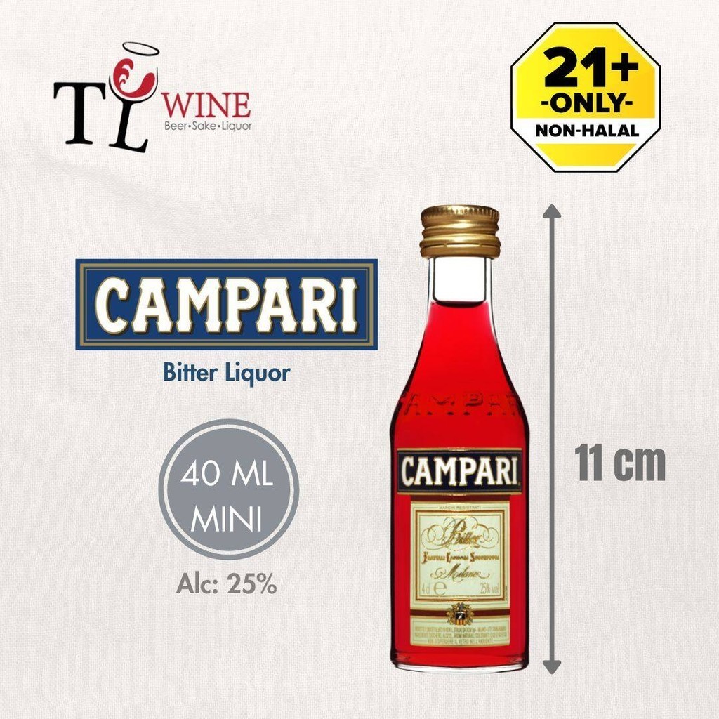 Campari Amaro Bitters Liqueur 40ml 4cl Miniature Mini Alc: 25% Duty paid 100% ORIGINAL (Italy ...