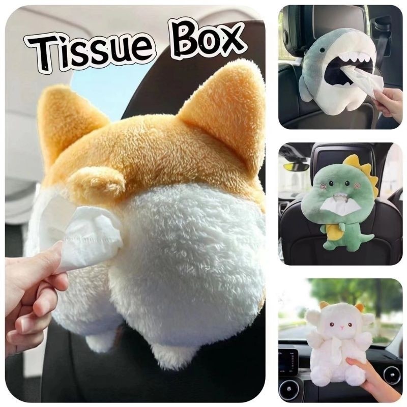 Car Napkin Tissue Box Cute Cartoon Animal Bag Tissue Holder Box Bag ...
