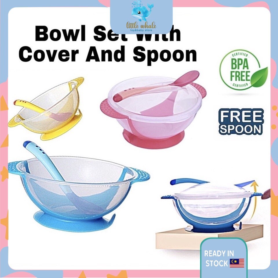 🐳Baby Bowl Set Training Bowl with Suction Cup | Spoon Tableware Set ...
