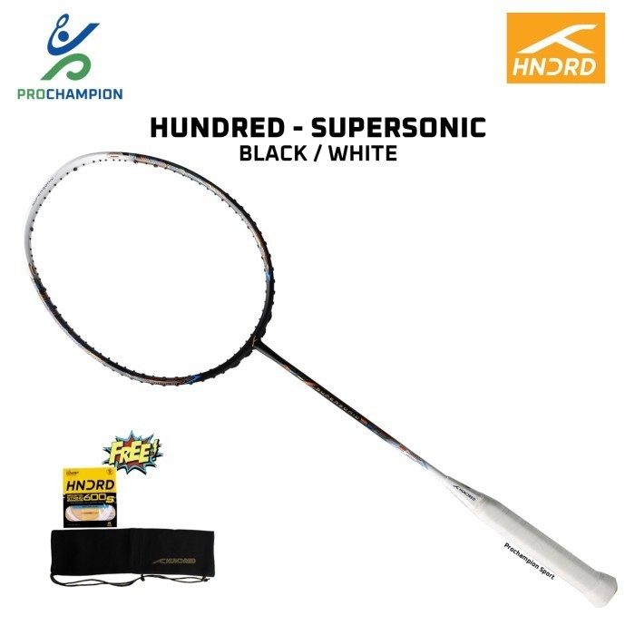 Hundred SUPERSONIC Black White Badminton Racket | Shopee Malaysia