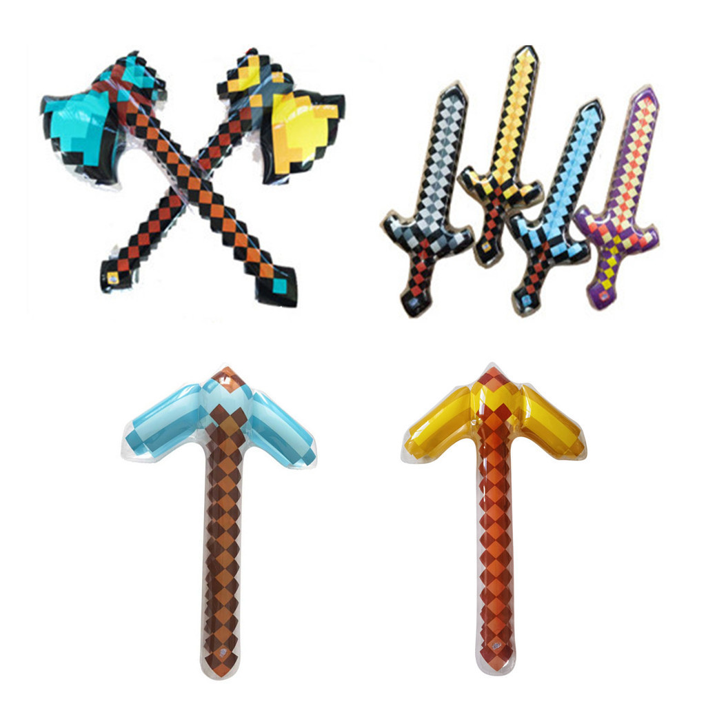 Minecraft Play Time Theme Inflatable Sword Axe Toy Minecraft Game Props ...
