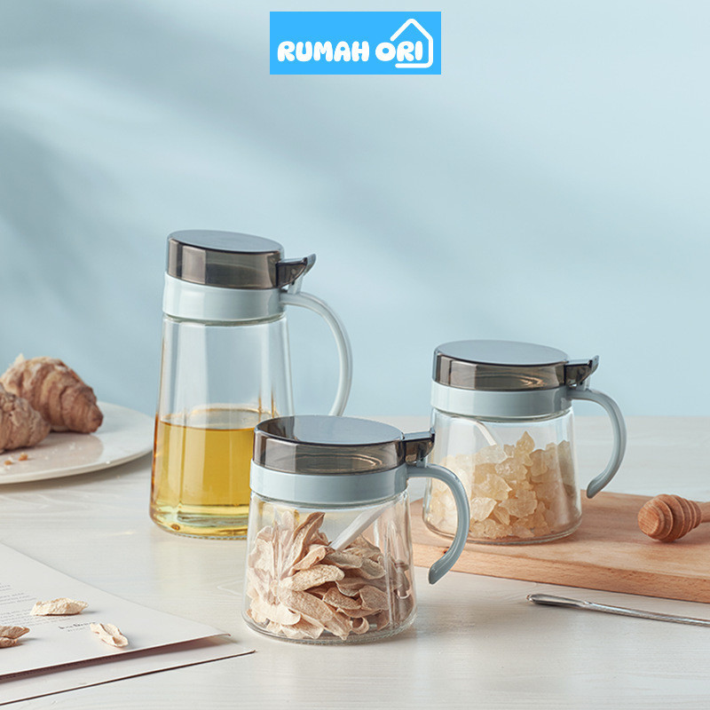 [3in1] Flip Cover Glass Oil Bottle Sauce Bottle Seasoning Bottle Oil Dispenser Botol Minyak ...