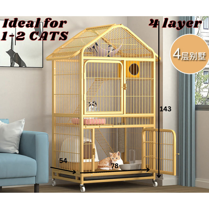 4 Layer Kucing Cat Cage Anak Kucing Extra HEAVY DUTY Sangkar Kucing ...