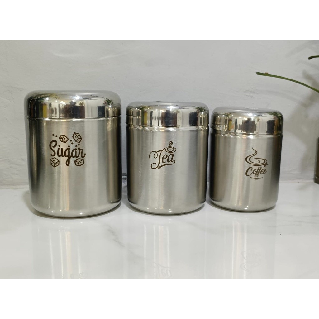 Stainless Steel Container For Tea Coffee Sugar Storage Air tight ...