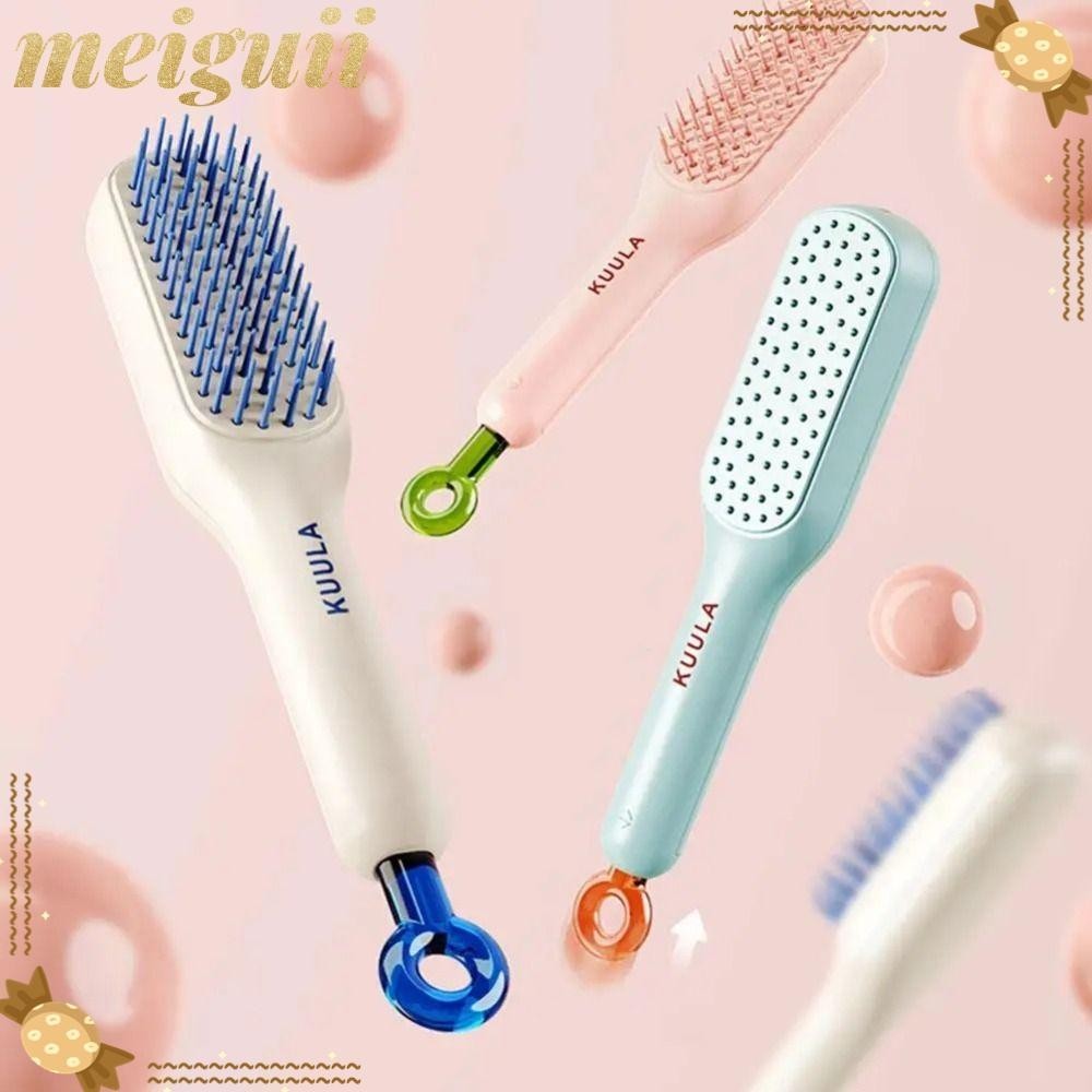 MEIGUII Self Cleaning Hair Comb, Anti-static ABS Magic Retractable Comb ...