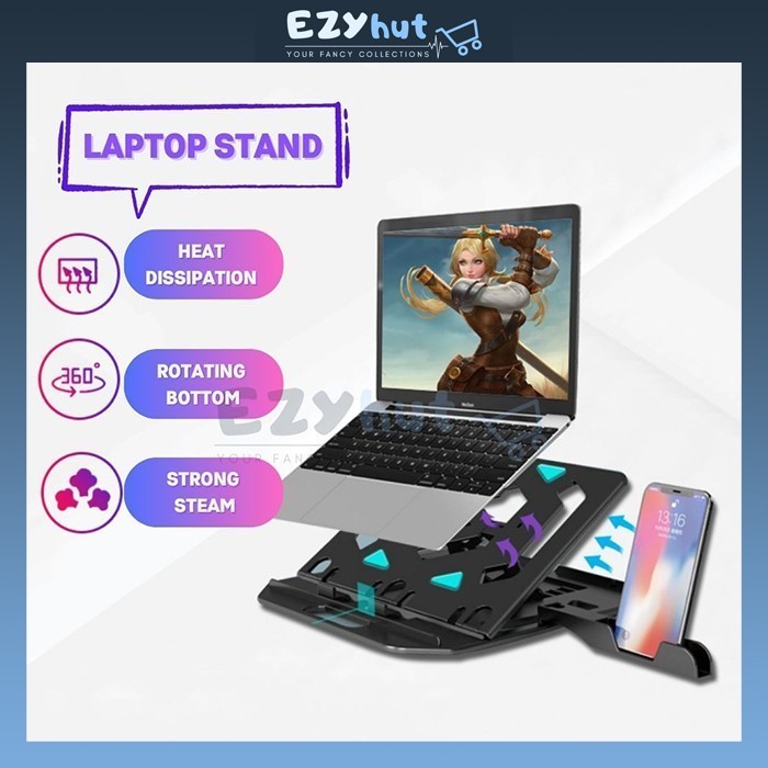 2 IN 1 Laptop Stand With Phone Holder Non Slip Portable Foldable ...