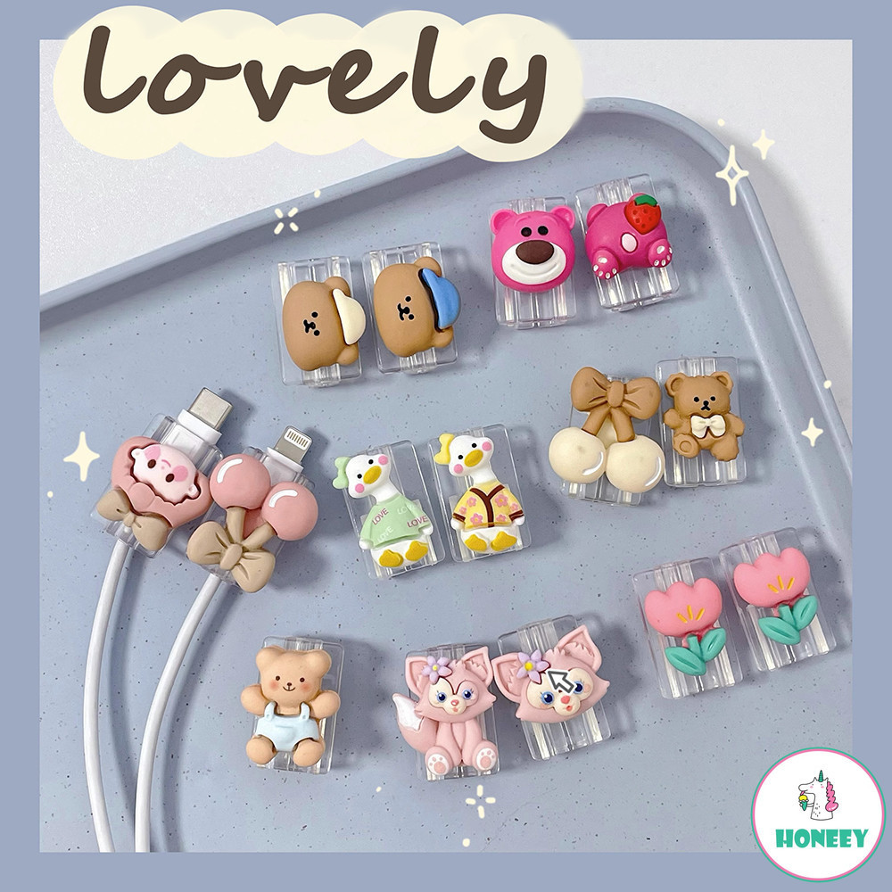 Cute Cartoon Bear Cable Protector USB Charger Protector Cable Organizer ...