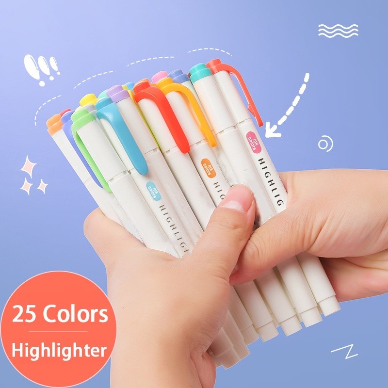 25 Color Highlighter Double Headed Highlighter Soft Headed Morandi ...