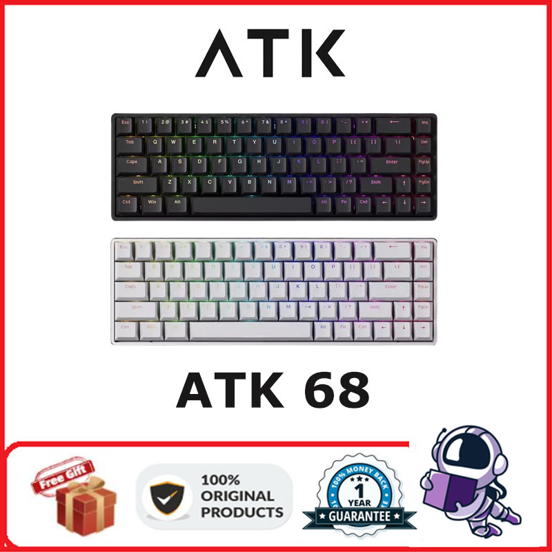 ATK ATK68 Keyboard Single Mode PBT Transparent Keycap RT Mode 68 Key Game Mechanical Keyboard ...