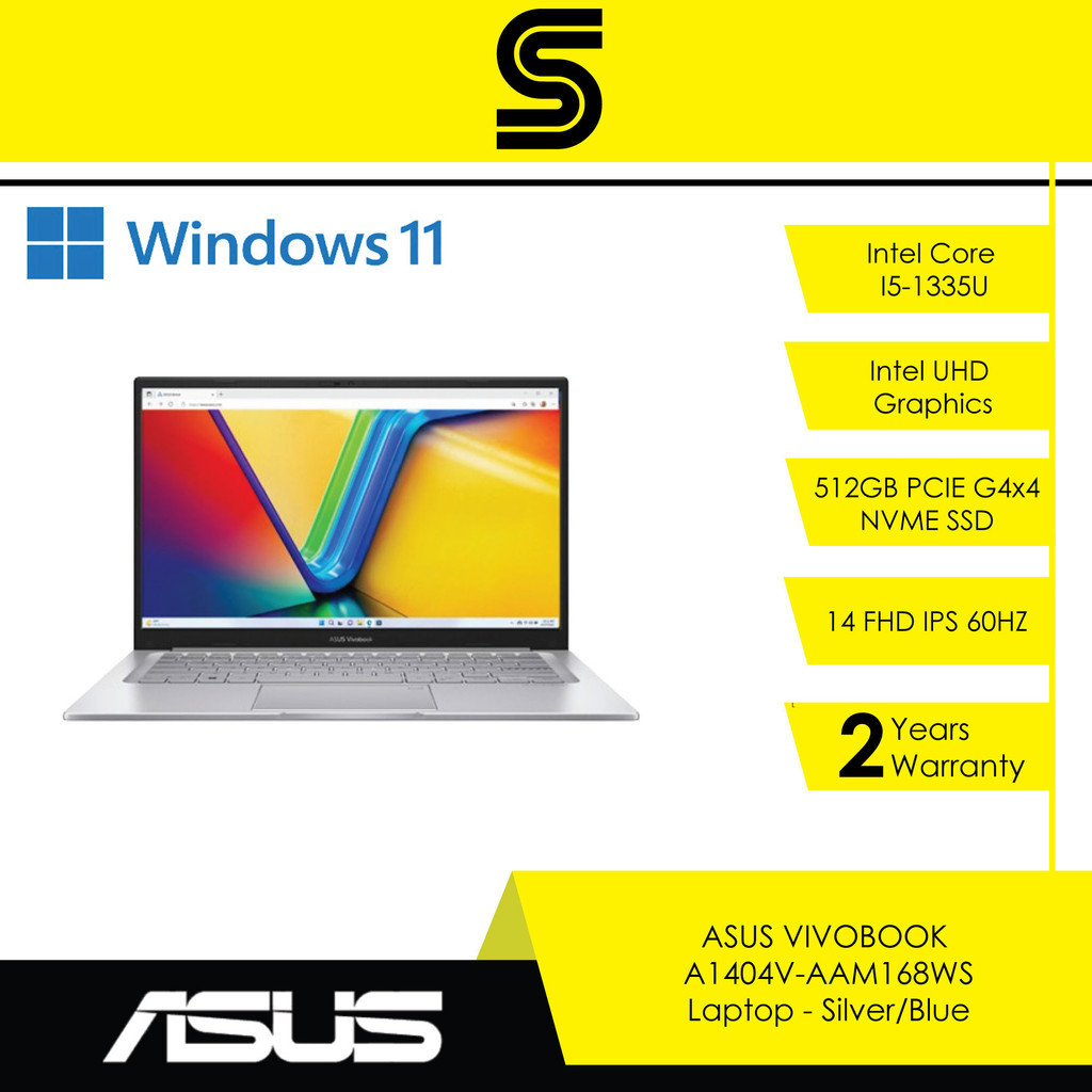 ASUS Vivobook 14 (A1404V) (Intel i5-1335U | 8GB OB + 1 Slot | 512GB ...