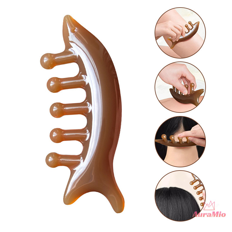 [AuraMio] Head Massage Comb Guasha Stick Shark Comb Head Body Pressure ...