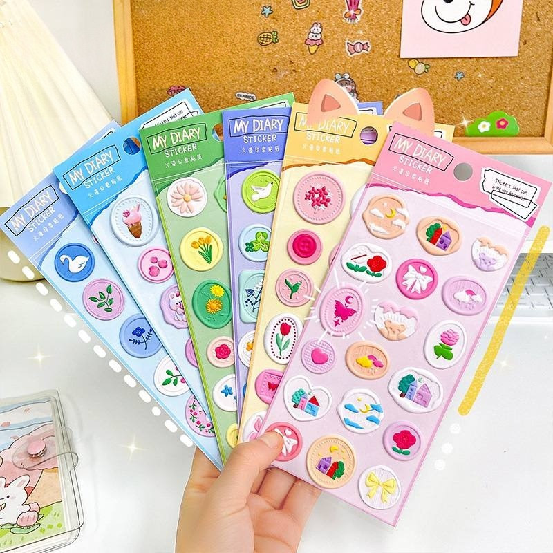 Waterproof Embossed 3D Diary Sticker/Set of 3D Foam Stickers with Cute ...