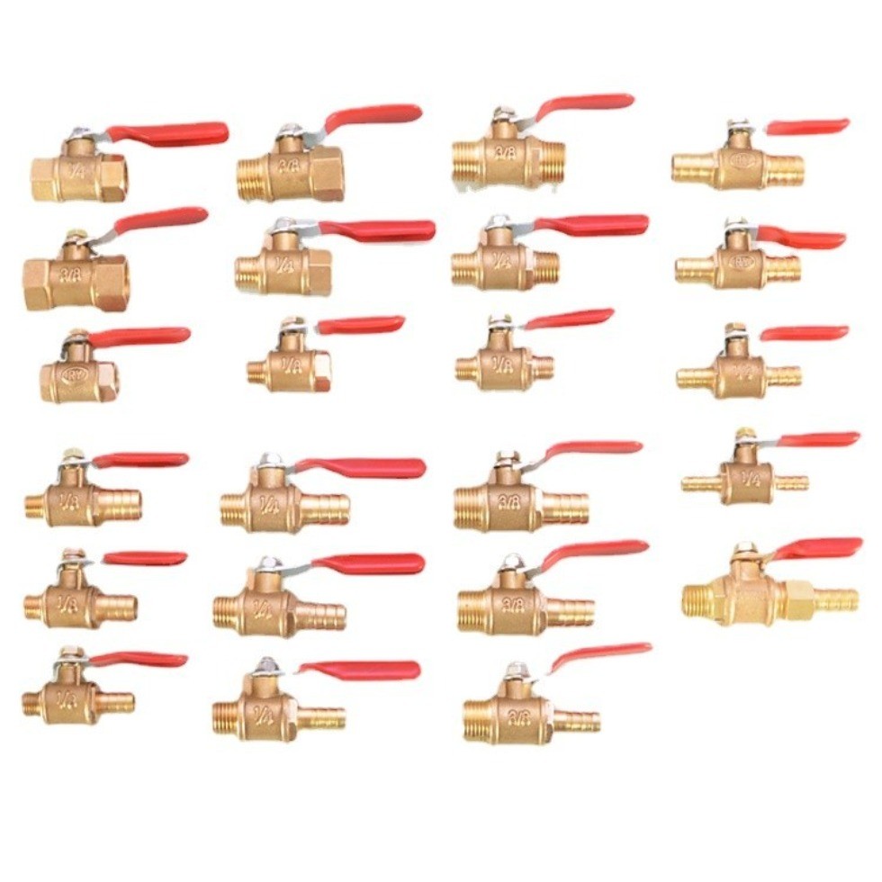 Red Handle Small Ball Valve All Copper Thickened Pagoda Intubation DN6 ...