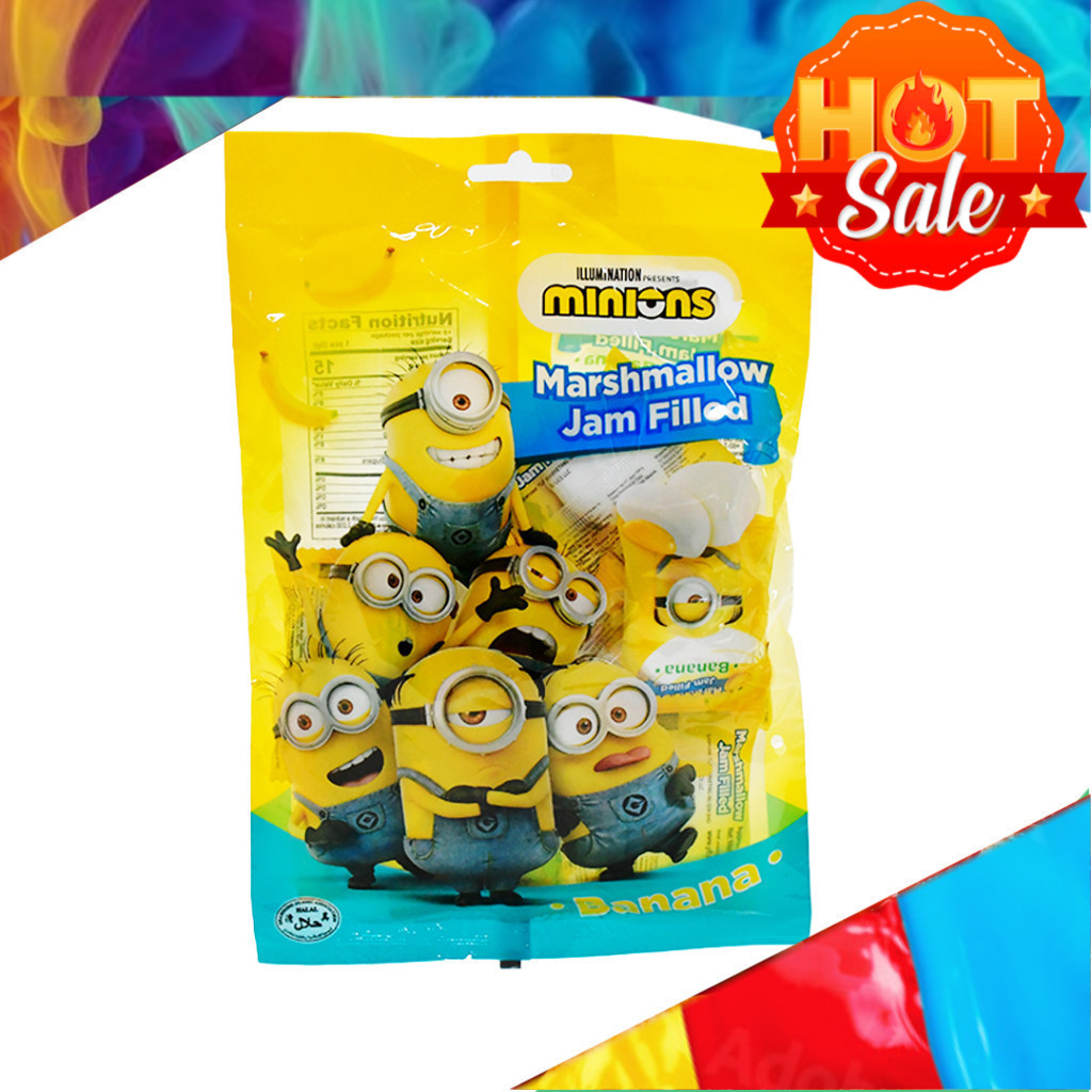 (10pcs/pack) HALAL Marshmallow Minions Banana Filled Marshmallow 50G ...