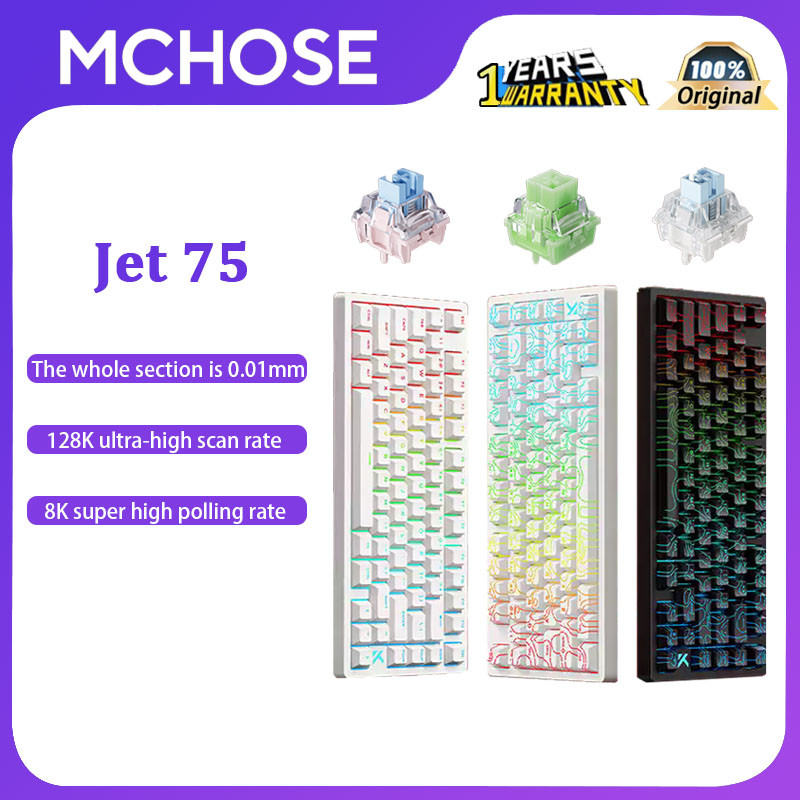 MCHOSE Jet75 Gaming Magnetic Switch Wired Mechanical Keyboard,8K Return Rate, RT0.01mm, Supports ...