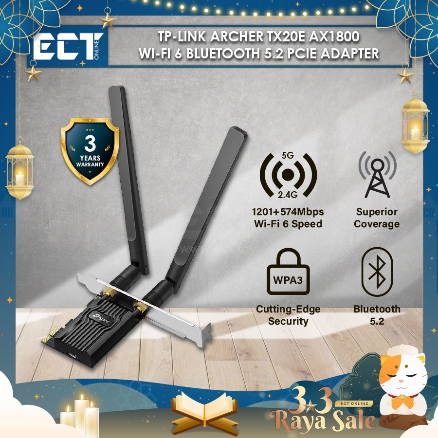 TP-Link Archer TX20E AX1800 Wi-Fi 6 Bluetooth 5.2 PCIe Adapter with ...