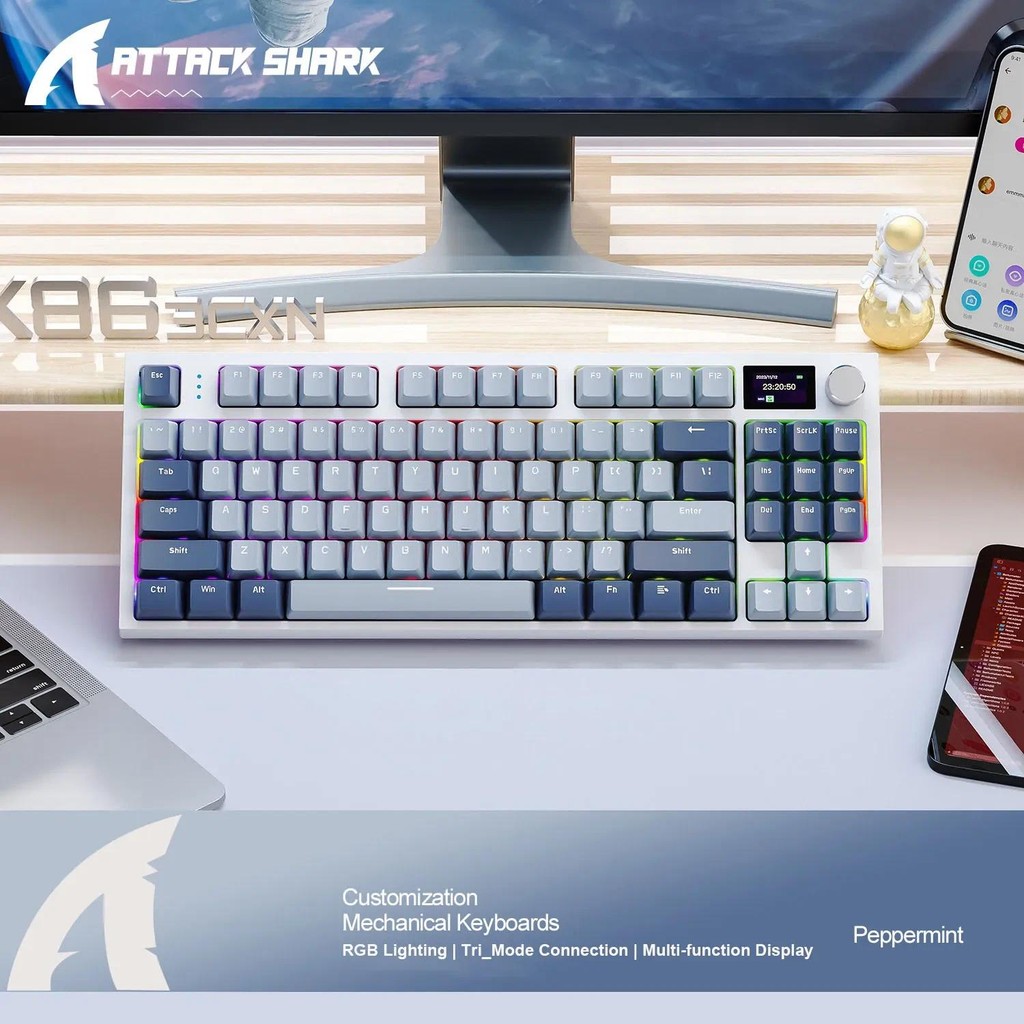 Attack Shark color keyboard K86 Wireless Mechanical Keyboard,RGB Tri ...