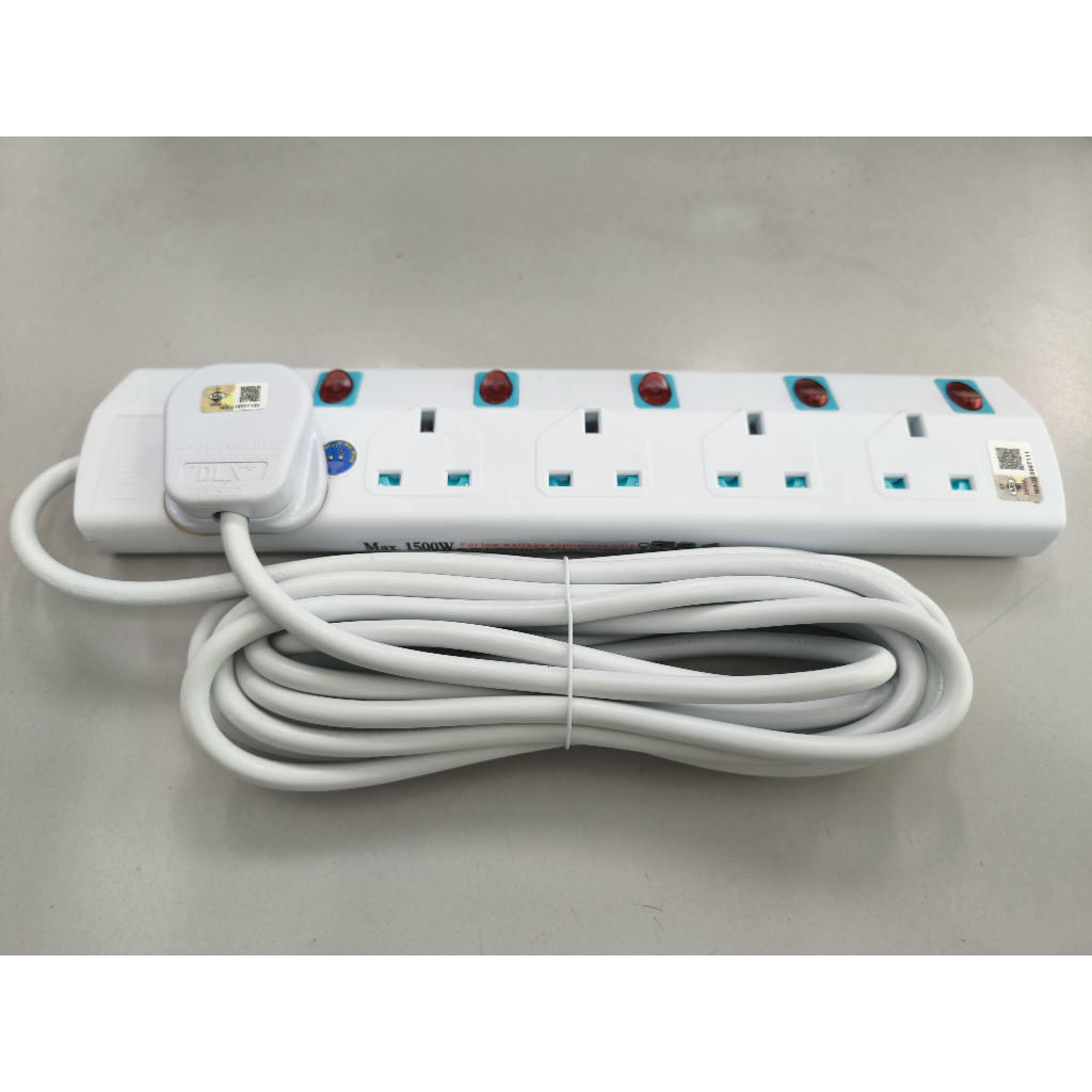 (D9) 2 / 3 / 4 / 5 Gang SIRIM 5M Heavy Light Duty Extension Trailing ...