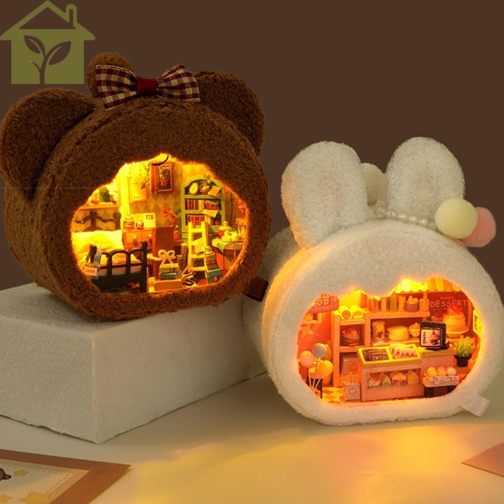 Miniature House Kit DIY Miniature Dollhouse Kit with Furniture Cute ...