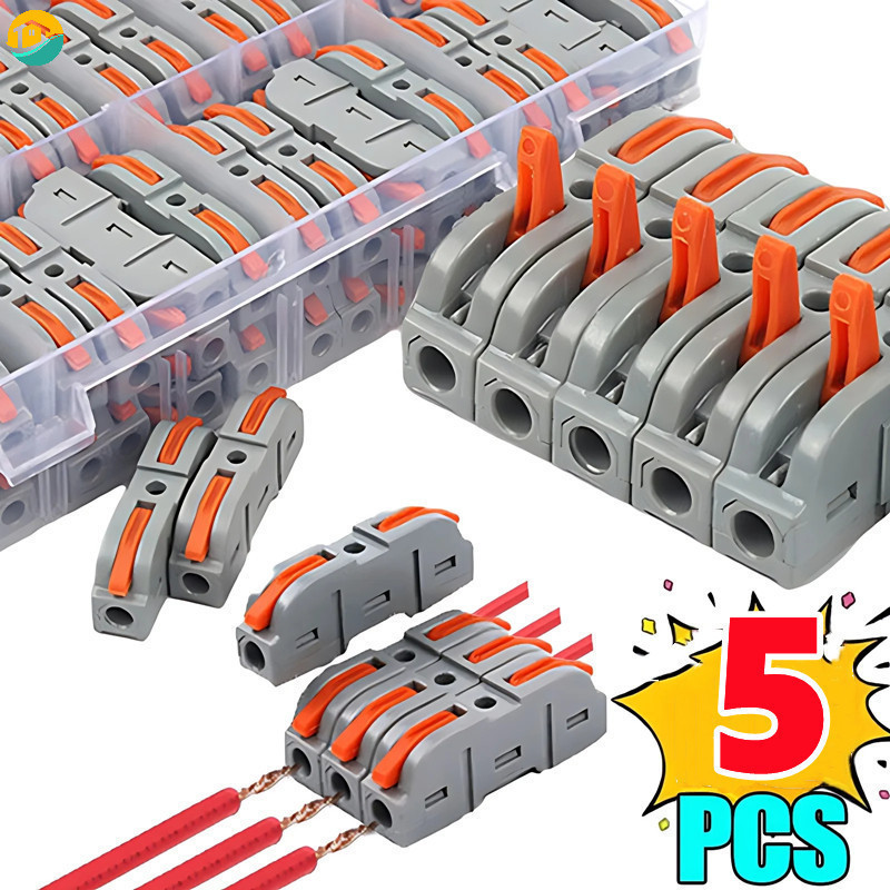 5Pcs Quick 2 Pin 1 in 1 Out Splicing Butt Wire Connector Terminal Block ...