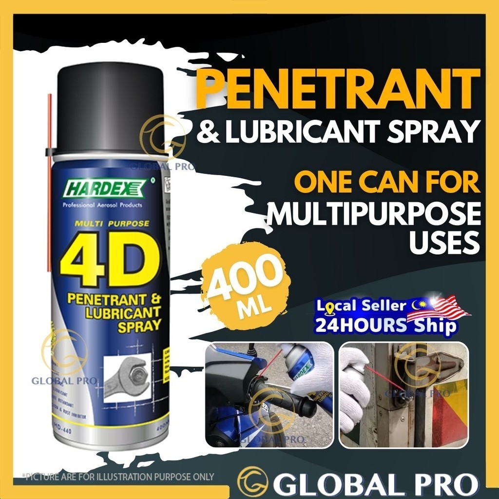 HARDEX 4D Multipurpose Penetrant & Lubricant Spray 400ML Sembur Karat ...